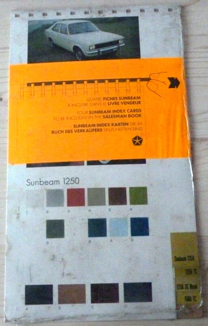 SUNBEAM 1250 TC 1500 Fiches Catalogue Brochure Prospekt Folder Dépliant ...