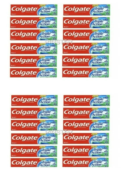 COLGATE TRIPLE ACTION Fluoride Original Mint Toothpaste 100ml BULK X 24 ...