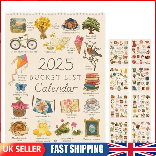 8 * 11INCH Bucket List Calendar 2025 2025 Bucket Wishes List Calendar £ ...