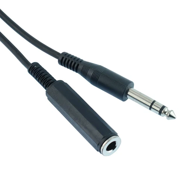 6.35MM STEREO MALE Jack Plug to Female Socket Extension Cable Lead - 1m ...