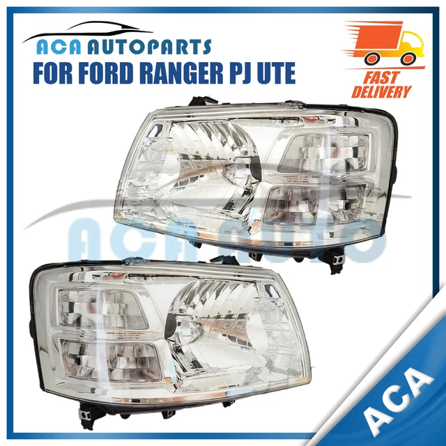 PAIR LH+RH HEAD Lights Front Lamps Chrome For Ford Ranger PJ Ute 2006 ...