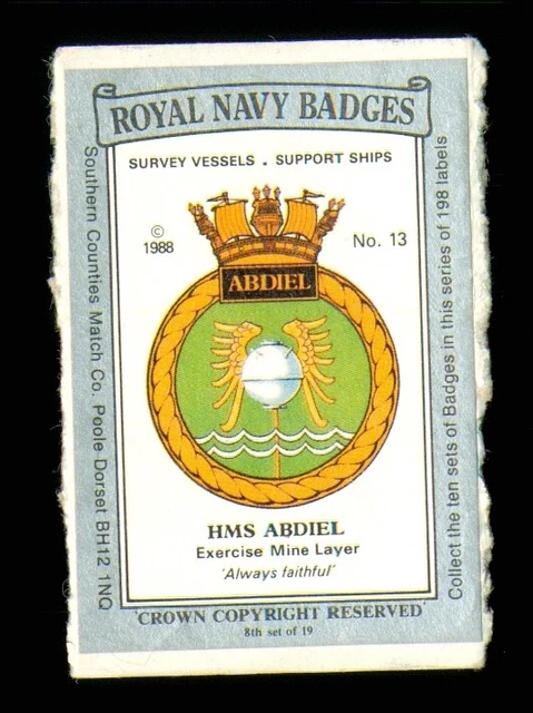 MATCHBOX LABEL ROYAL Navy Badges HMS Abdiel MQ1404 £2.09 - PicClick UK