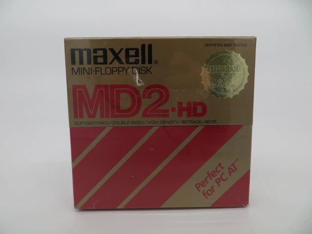MAXELL MINI-FLOPPY DISK MD2-HD 5.25" Blank Floppy Discs NEW SEALED BOX ...