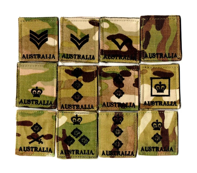 12 ORIGINAL AUSTRALIAN Army Multi-cam Chest Rank Insignia. Worn in ...