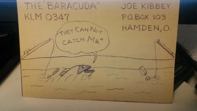 CB RADIO QSL postcard barracuda comic Joe Kibbey 1960s Hamden Ohio $13. ...