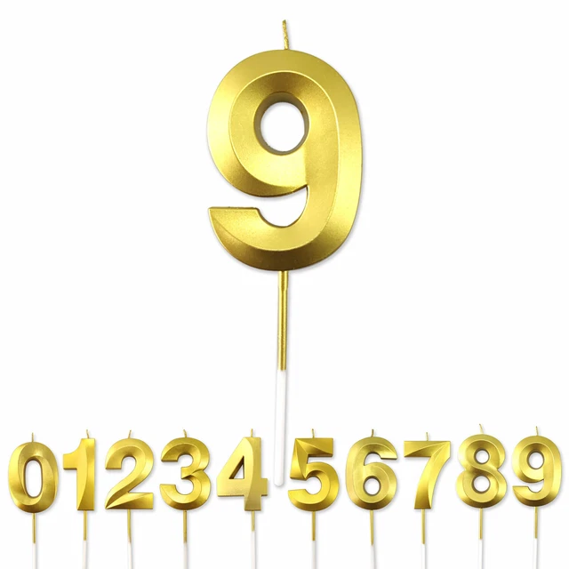 BIG 5CM GOLD Number 9 Candle 9th Birthday Party Cake Decoration ...