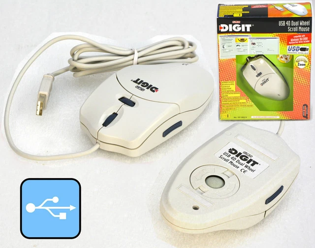 VINTAGE DIGIT 4D Usb Dual Scroll Vertical Mouse + Horis. Windows 98 Xp ...