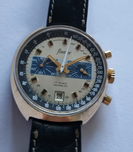 FLAMOR VINTAGE CHRONOGRAPH Valjoux 7734 Manual Wind . $599.00 - PicClick AU