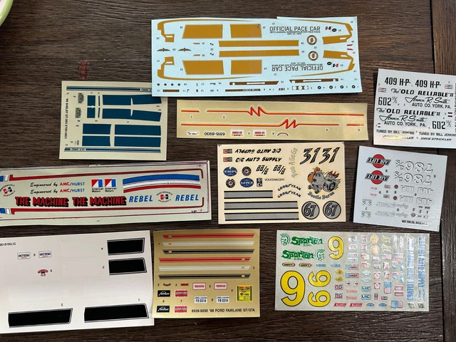 LOOK! - 1/24 1/25 model car decal lot! RARES & VINTAGE! Revell, AMT ...