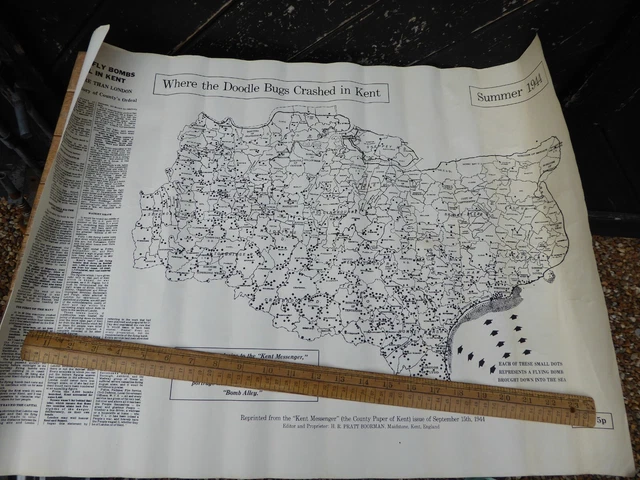 WW2 DOODLEBUG MAP of Kent - Where the Doodle Bugs Crashed in Kent ...