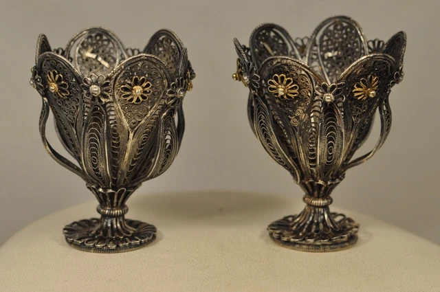 2 ZARF ANCIEN Argent Massif Filigrane Antique Silver Filigree EUR 110 ...