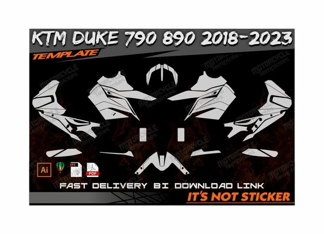 KTM DUKE 790 890 2018-2023 template vector 1/1 real scale EPS-PDF-CDR ...