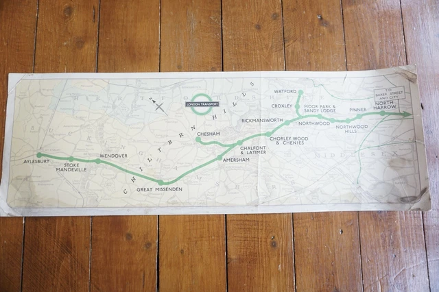 1948 ORIGINAL LONDON Underground Tube Carriage Route Map Advertising ...
