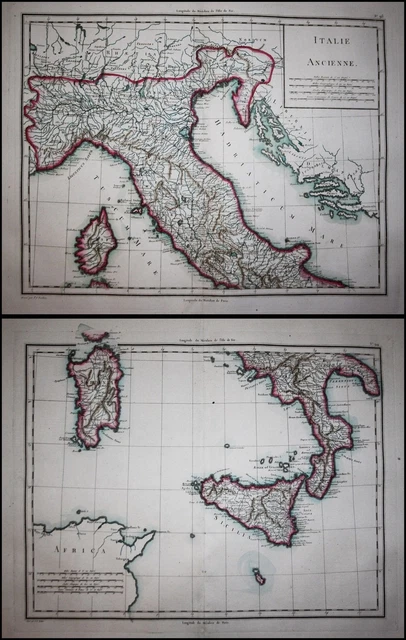 ITALIA ITALIEN ITALY map Karte engraving incisione Mentelle Chanlaire ...