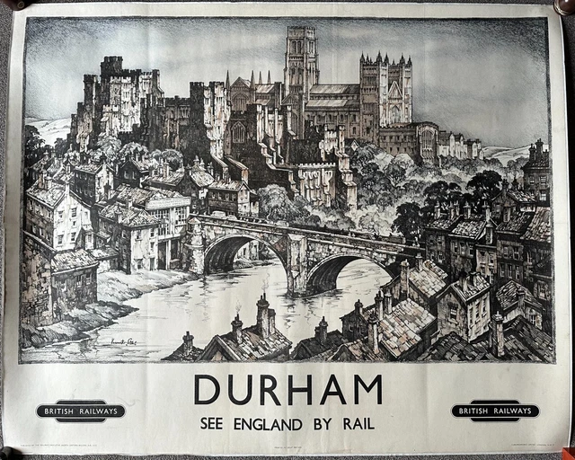 ORIGINAL QUAD VINTAGE British Railways Durham Travel Poster Kenneth ...