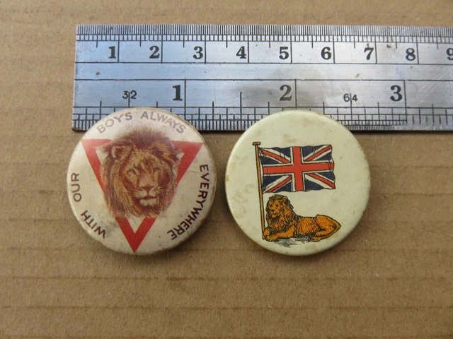 TWO AUSTRALIAN Button Day Pin Badges Ww1 British Lion Patriotic EUR 13 ...