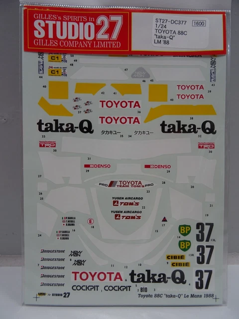 STUDIO 27 FULL Decals Toyota 88 C (Tamiya 24083) 1:24 ST27-DC377 EUR 24 ...