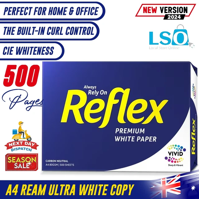 1 X REFLEX A4 Ream Premium White Copy Paper 80gsm - 1 Ream 500 Pages ...