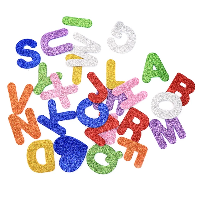 MOOSGUMMI ALPHABET GLITTER selbstklebend Aufkleber ABC Schaumstoff ...