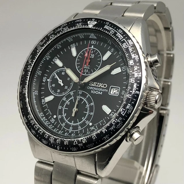 SEIKO FLIGHTMASTER PILOT 7T92-0CF0 Chronograph 100M Quartz Watch Japan #1262 $320.03 - PicClick AU