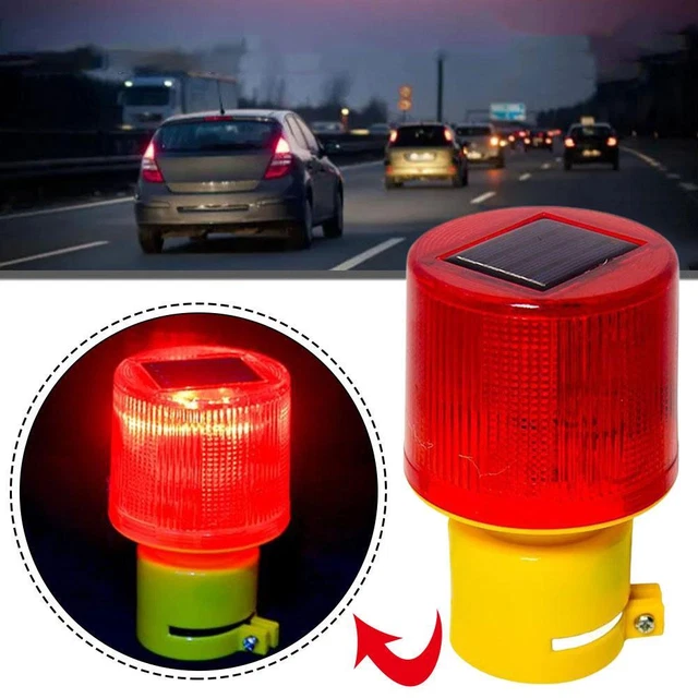 LED SOLAR POWERED Warning Lights Flash Strobe Beacon Light Road ...