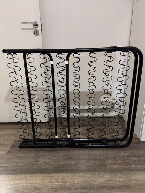 SINGLE FOLDING METAL Bed Frame With Spring Base - Black - Strong ...