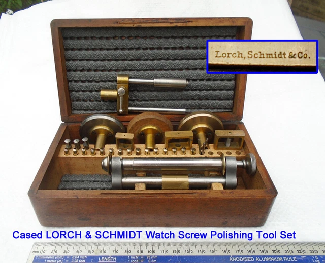 MAHOGANY CASED GENUINE LORCH SCHMIDT & Co Watchmakers Screw Polishing ...