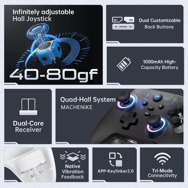 MACHENIKE G3V2 CONTROLLER PC Wireless RGB 2 Hall Joystick 1000mAh Ak ...