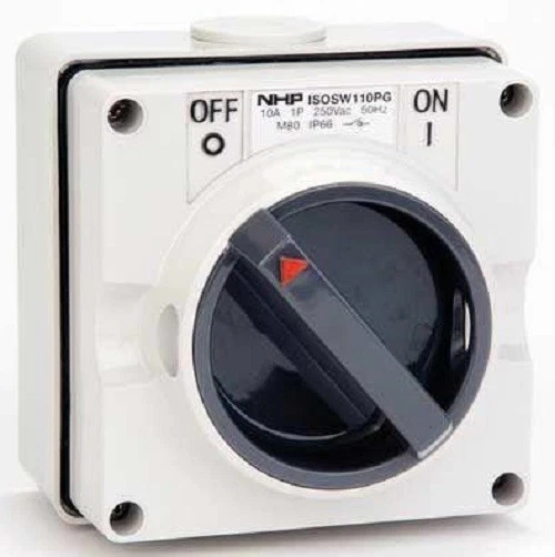 ISO SURFACE SWITCH ISOSW432PG 32A 500V AC 2-Poles, In Line PVC Grey ...