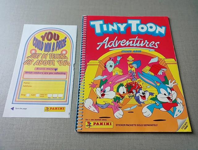 TINY TOON ADVENTURES Vintage Panini Sticker Album Book 1994 168 ...