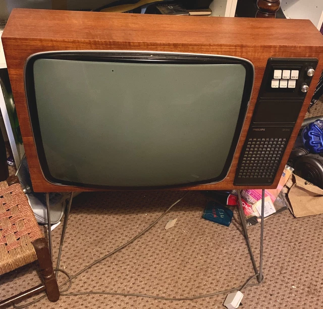 PHILIPS VINTAGE B&W Television Set *Rare* (Early 1970s) EUR 42,02 ...
