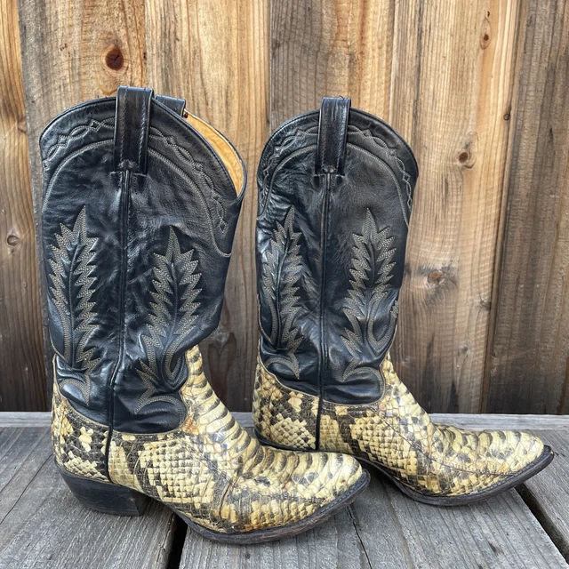 VINTAGE TONY LAMA Snake Skin Python Cowboy Western Boots Men 7.5 D ...