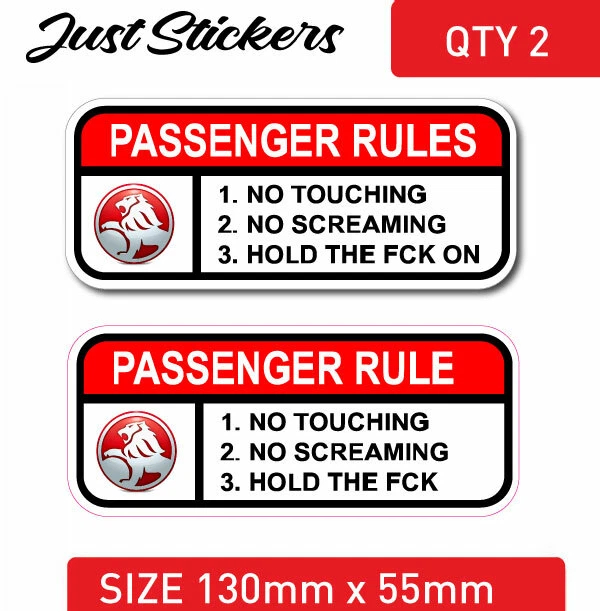 Funny Passenger Rules Holden Warning Sticker Car Sticker Bumper