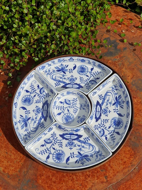 BOOTHS SILICON CHINA Hors D'Oeuvres Set "Blue Onion" Pattern c1920 in ...