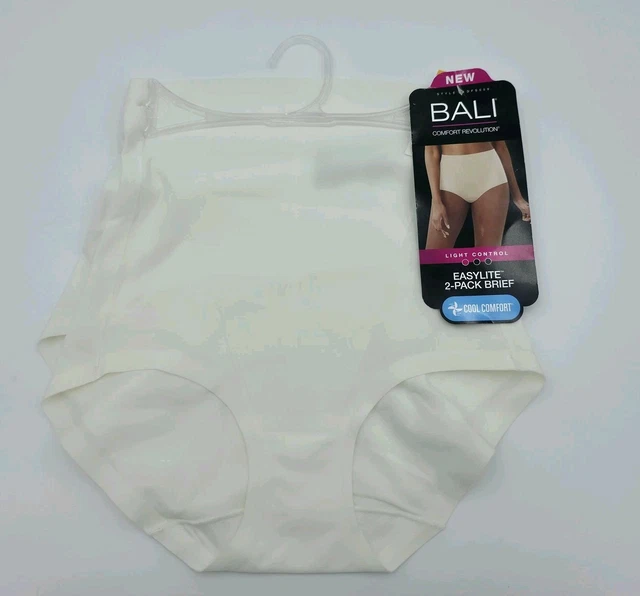 BALI EASYLITE BRIEFS Shapewear Womens Small White Light Control 2-Pair ...