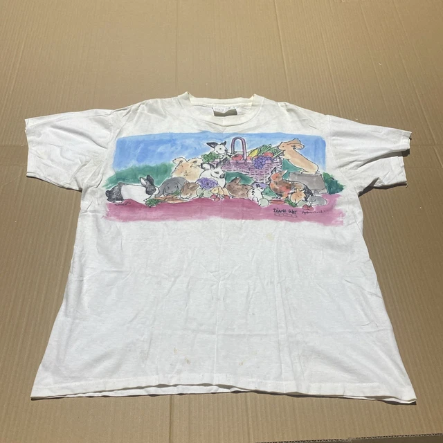 RARE DIANE WAT Vintage Hand Painted T Shirt Vegetarian Lunch One Size £ ...