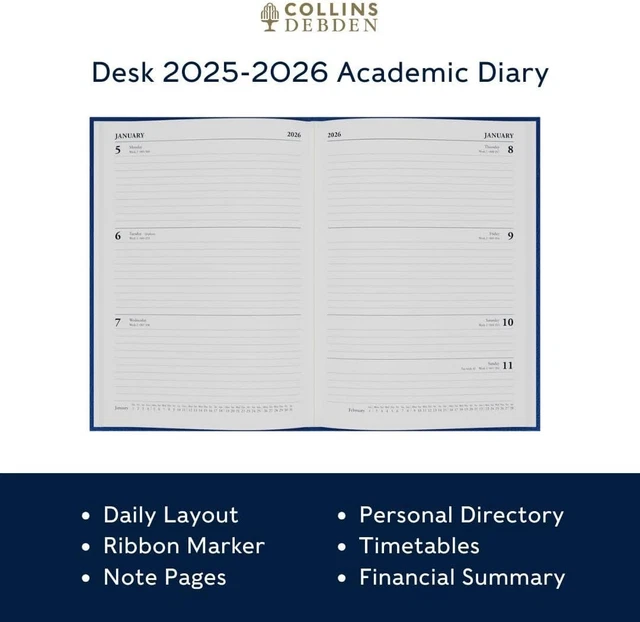 COLLINS 'DESK' 13 Month Mid/Academic Year Planner, July 2025-July - 44M ...