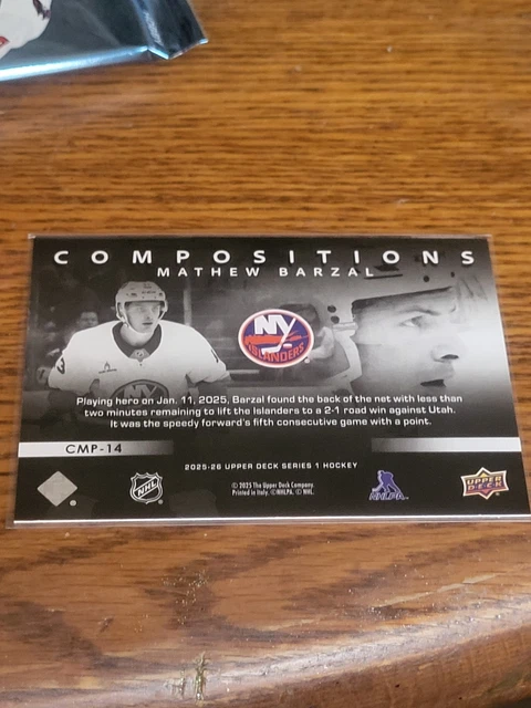 2025-26 UD SERIES 1 Mathew Barzal Compositions New York Islanders $0.50 ...