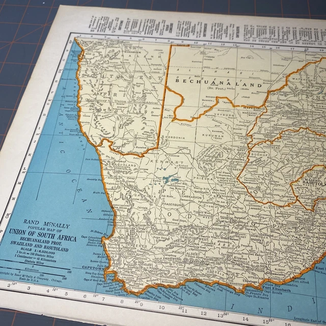 1940'S SOUTH Africa Bechuanaland Basutoland atlas Map Vintage before ...
