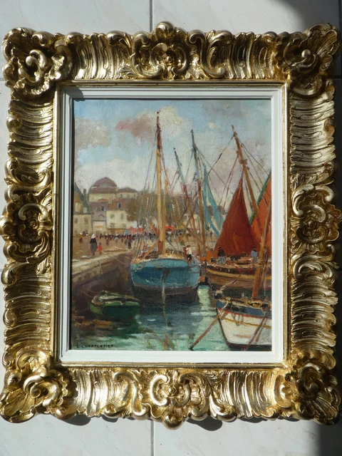 TABLEAU ANCIEN MARINE animée huile sur toile Le Croisic 1900 Georges Charpentier EUR 400,00 ...