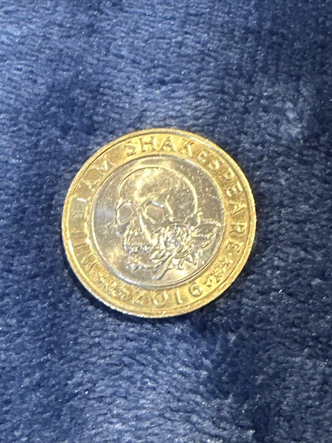 WILLIAM SHAKESPEARE £2 pound coin skull & rose mint error off centre ...