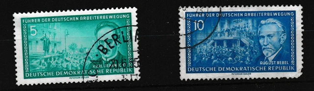 GERMANY, DDR - Leaders of German Workers' Movement - 2 used stamps 1955 ...