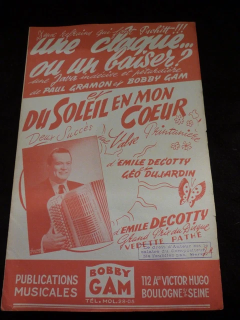 & SPARTITO UNA Claque O Un Bacio ? Gam Del Soleil IN Mon Coeur Sheet ...