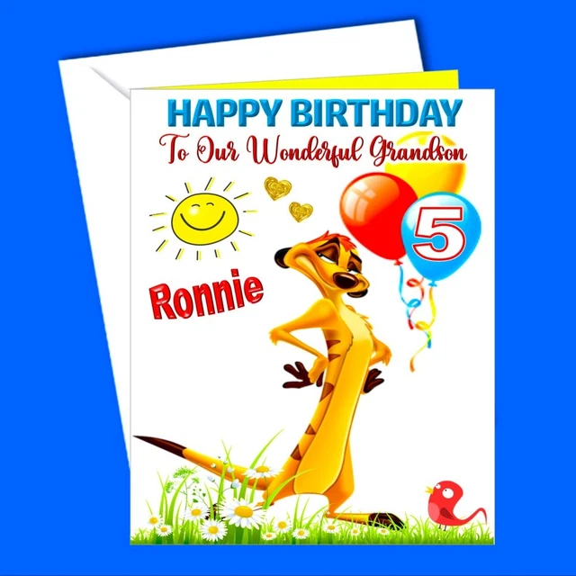 PERSONALISED BIRTHDAY CARD The Lion King Timon ANY RELATIONSHIP ANY AGE ...