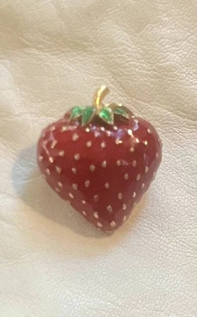 VINTAGE RARE SIGNED CINER©️ Strawberry Brooch Classic Retro Enameled ...