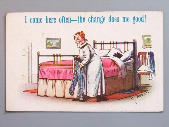 POSTCARD, COMIC, BAMFORTH Douglas Tempest, Woman Picking through Pocket ...