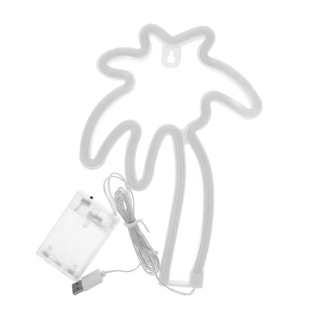NEON LAMP PALM Tree Shape USB or Battery Powered Neon Light Sign Decor ...