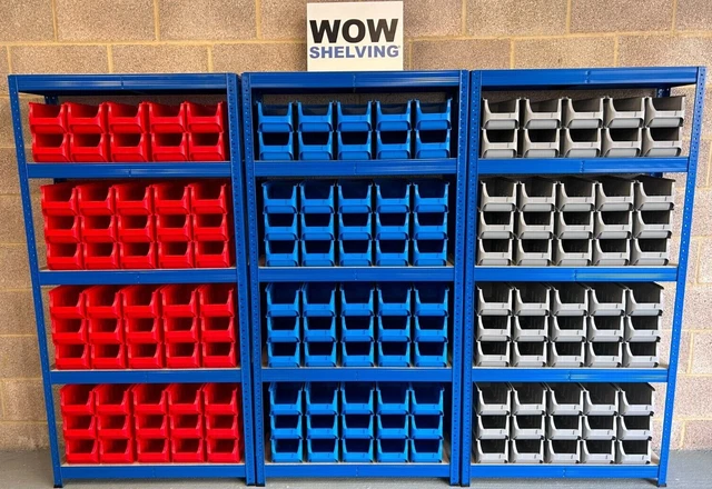WOW SHELVING PLASTIC parts bin kits metal Racking Storage Garage ...