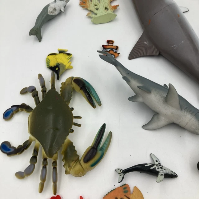 JOBLOT SEA ANIMAL Figures Sharks Whales Turtles Crabs Octopus Kids Toys ...