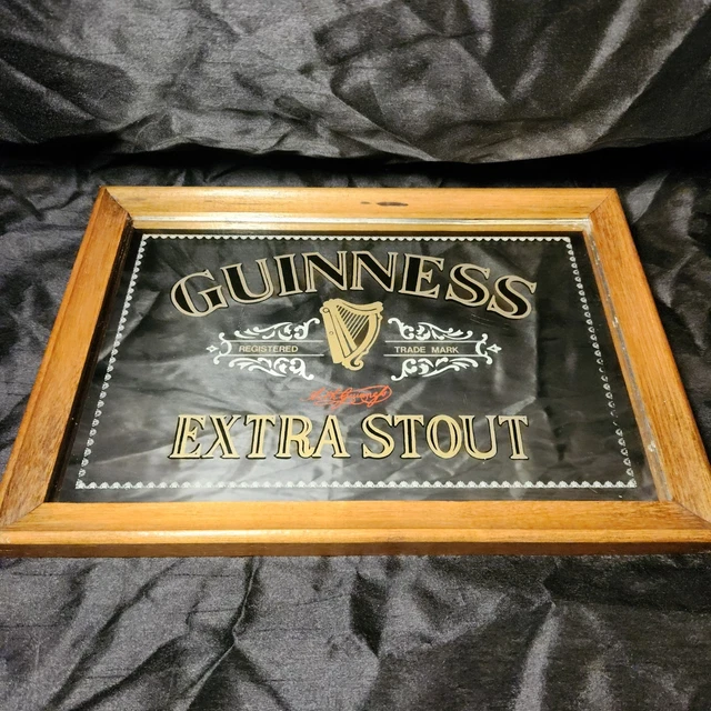 VINTAGE GUINNESS EXTRA Stout Pub Advertising Wall Mirror 34cm x 24cm £ ...